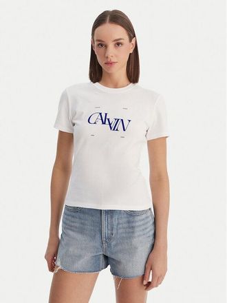 Calvin Klein Jeans T-Shirt Seasonal LV047F808G Wei&szlig; Slim Fit