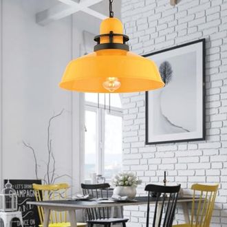 Opviq Stylish Yellow Chandelier, Adjustable Height 30-130 cm, Metal Body &Oslash;34 cm, E27 Socket Max 40W, Modern Lighting for Home & Office, IP20 Rated