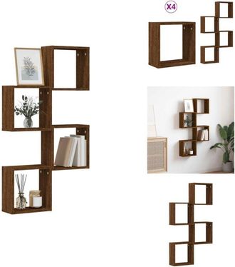 vidaXL Vidaxl - tagères murales sous forme cube 4 pcs chêne marron 30x15x30cm - Étagère Murale Cube - Étagères Murales Cube - Stockage En Forme De Cube