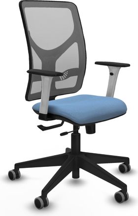 Piqueras y Crespo B&uuml;rostuhl aus Stoff mit wei&szlig;en und schwarzen Armlehnen, h&ouml;henverstellbare Lendenwirbelst&uuml;tze, ausgestattet mit Syncro/Traslack und Schneideschaum, Gra