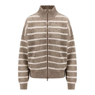 Brunello Cucinelli Femme, Pulls, Beige, Taille: 42 FR Cardigan zipp&eacute;
