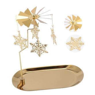 FOMIYES Drehbarer Kerzenhalter aus Metall Schneeflocken Windm&uuml;hlen Kerzenst&auml;nder Gold Weihnachtsdekoration f&uuml;r Tisch und Zimmer