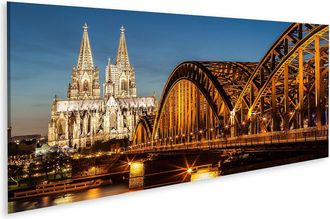Islandburner Prime Bild auf Leinwand K&ouml;lner Dom und Hohenzollernbr&uuml;cke bei Nacht Bilder Wandbilder Poster