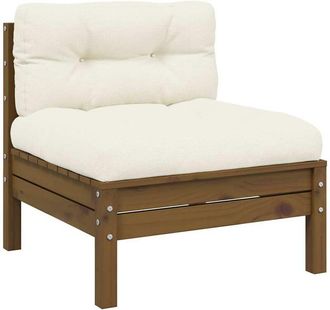 vidaXL vidaXL Garten-Mittelsofa mit Kissen in Honigbraun Massivholz Kiefer