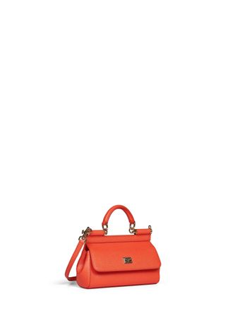 Dolce & Gabbana Womens Handbag Sicily Mini Orange Leather Calf Handbags Hand Bags