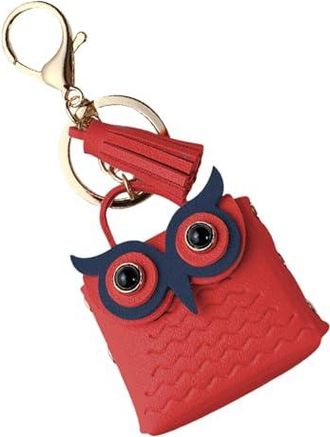Generic Porte-cl&eacute;s hibou en cuir - Porte-cl&eacute;s en cuir pour petit sac, porte-monnaie chouette, porte-cl&eacute;s chic animal pompon porte-cl&eacute;s pour accessoires de mod