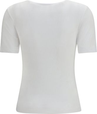 Ganni Ribbed Cotton T-Shirt - White