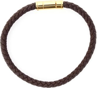 Tom Ford unisex, Accessoires, Brun, Taille: M Bracelet en Cuir Tress&eacute; avec Logo Grav&eacute;