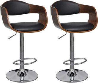 vidaXL Vidaxl - Tabourets de bar lot de 2 bois courb&eacute; et similicuir