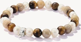 Thomas Sabo Perlenarmband in Silber, Braun und Wei&szlig; mit ecrufarbenen Steinen