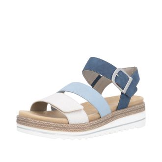 Remonte Keilsandalette REMONTE, Damen, Gr. 39, blau, sanftes wei&szlig;, Lederimitat, Schuhe, Keilabsatz, Sommerschuh, Sandale in veganer Verarbeitung
