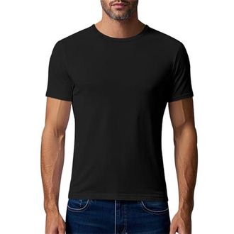 Generic Chemise &agrave; manches courtes pour homme, coupe ajust&eacute;e, col rond, t-shirt en jersey, l&eacute;ger et respirant, coupe classique, couleur unie, t-shirt d&eacute;t&eacute; pour