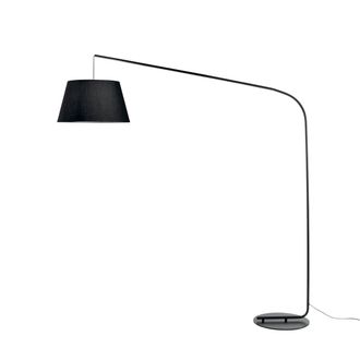 Luce-Ambiente-Design Curved Floor Lamp Enjoy in Black Metal with Fabric Lampshade 180 Cm