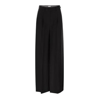 Brunello Cucinelli Hosen mit weitem Bein und Bundfalten - - Trousers - Damen - Schwarzk - S