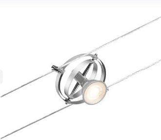 Paulmann 94437 CorDuo Seilsytem Einzelspot Cardan DC max.10 Watt Seilleuchte erweiterbar Chrom matt Kunststoff GU5,3 Drahtseilsystem ohne Leuchtmittel