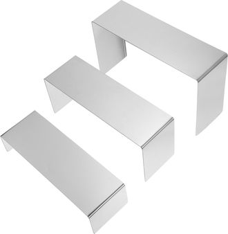 DOITOOL 3 St&uuml;ck Teiliges Edelstahl Schuhst&auml;nder in Silber Langlebiger Schuhhalter und Pr&auml;sentationsregal f&uuml;r Schuhe und Taschen Modernes Design f&uuml;r Schaufenst