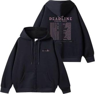 Generic Sweat &agrave; Capuche Unisexe en Coton avec Inscription &laquo;Deadline 2025 World Tour&raquo; for Les Fans(Black-C-Padded,M)
