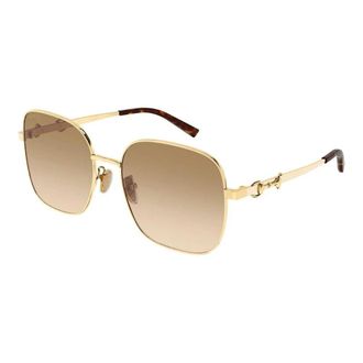 Gucci Eckige Metall-Sonnenbrille - - Accessories - Damen - Gelb - 58 MM
