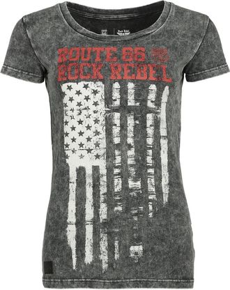 Rock Rebel by EMP Damen graues Washed Look T-Shirt mit Frontprint XXL