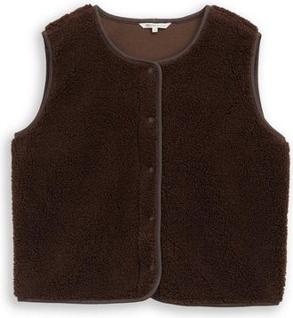 Tom Tailor Sweatjacke Strick & Sweatshirts Teddy Weste mit Druckknopfleiste