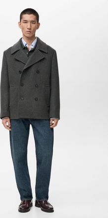 Mango Manteau laine croisé boutons gris - Homme - XXL - MANGO MAN