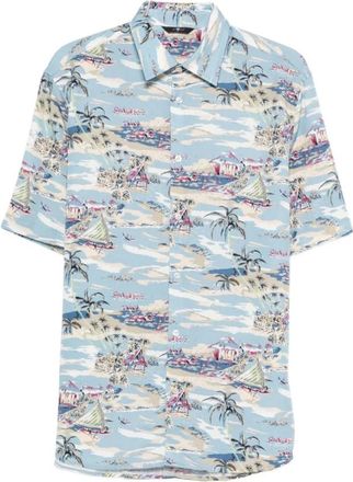 7 For All Mankind Homme, Chemises, Bleu, Taille: M Camicia stampa mezza maniche