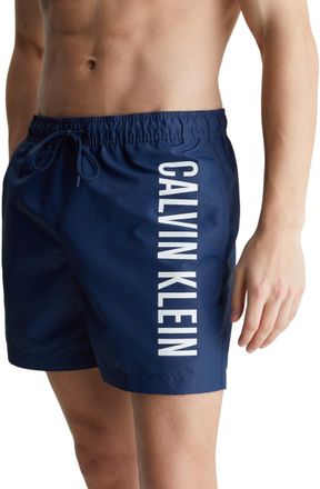 Calvin Klein Herren Badeshorts Medium Drawstring Mittellang, Blau (Signature Navy), XL