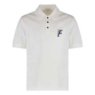 Ferragamo Homme, Tops, Blanc, Taille: S Polo en piqu&eacute; de coton