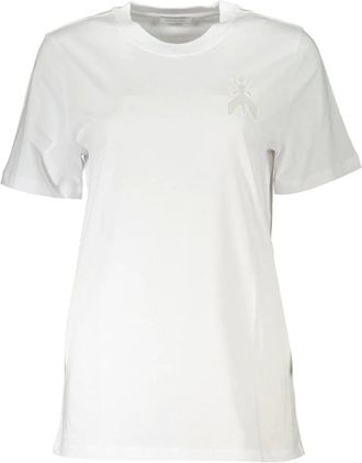 Patrizia Pepe Femme, Tops, Blanc, Taille: 42 FR T-shirt en coton &agrave; manches courtes avec logo brod&eacute;