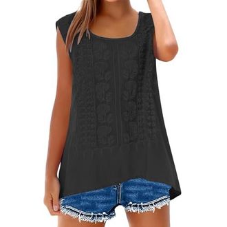 Generic D&eacute;bardeurs d&eacute;t&eacute; en lin pour femmes, col carr&eacute;, broderie vintage, chemises sans manches, chemises d&eacute;contract&eacute;es et tendance pour femmes, chemisiers, v&ecirc;