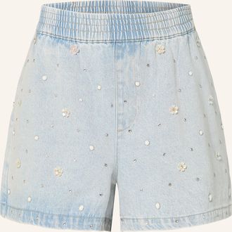 Maje Jeansshorts Mit Schmucksteinen Und Schmuckperlen blau