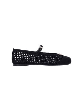 Prada Logo Mesh Ballet Flats