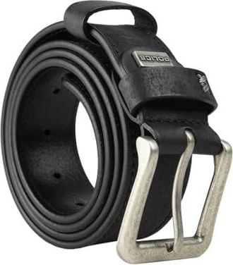 Police Ceinture de sport en cuir véritable pour homme - Hauteur : 4 cm - Peut être raccourcie - Sans nickel, Noir (Black 46), 115 cm (TG 48-52)