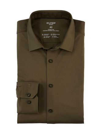 Olymp Herren Oberhemd Langarm No. Six,Single Jersey,24/7 - No 6 six,20 Urban Kent,Schlamm 25,37