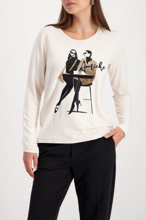 Monari Langarmshirt Shirt Frauen Caf&eacute; Regular fit mit Rundhalsausschnitt