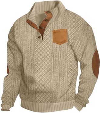Generic Sweat-shirts pour hommes Pulls Mode Casual Printemps et Automne Loisirs de plein air Hommes Col Montant Manches Longues Pull Tricot Pull Hiver, kaki, 