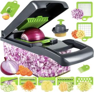 Generic GPS Supply Gem&uuml;seschneider Slicer Dicer - 12-in-1 Obstschneider Mandoline Slicer Lebensmittelzerkleinerer / Schneider mit 7 Edelstahlklingen, verstell