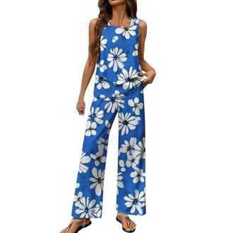 Generic Ensemble de sport 2 pi&egrave;ces pour femme - Pull d&eacute;contract&eacute; &agrave; manches courtes - Pantalon large - Costume d&eacute;contract&eacute; pour femme - Surv&ecirc;tement de loisirs 