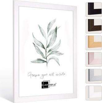 Bildershop-24 Bilderrahmen Monza 16,5x23,5 (Zoll/inch) | ca. 42x59,7cm Weiß (matt) Fotorahmen, Wechselrahmen, Posterrahmen, Puzzlerahmen