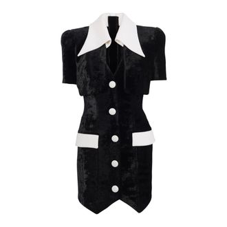 Balmain Femme, Robes, Noir, Taille: 38 FR Robe courte structur&eacute;e en velours et cr&ecirc;pe