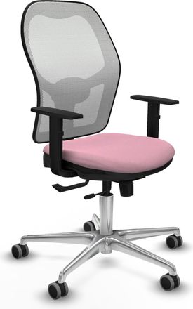 Piqueras y Crespo Schreibtischstuhl in Rosa und Wei&szlig;, mit 1D-Armlehnen, h&ouml;henverstellbare Lendenwirbelst&uuml;tze, ausgestattet mit Syncro/Traslack und injiziertem Schaumsto