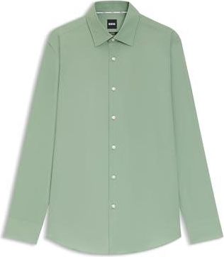 BOSS Hommes H-HANK-kent-C1-214 Chemise Slim Fit en Popeline de Coton Stretch Facile &agrave; Repasser
