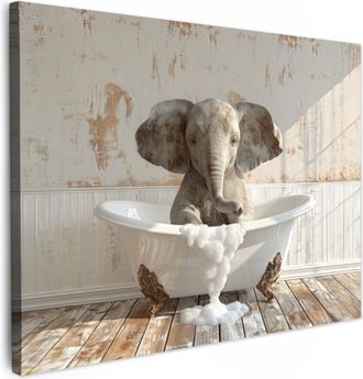 MuchoWow © Wandbilder 80x60 cm Badezimmer WC Toilette Home Deko Wohnung Bild Fotoleinwand Wand Bilder Leinwand Wall Decor Giraffe - Vintage - Schwarz und weiß 