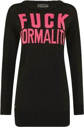 Philipp Plein Femme, Robes, Noir, Taille: 44 FR Pullover Round Neck LS Statement