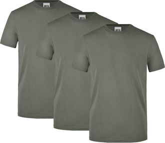 James & Nicholson T-Shirt 3er-Pack Robustes Herren Rundhals T-Shirt für Arbeit & Freizeit JN838 (Spar-Pack, 3er-Pack) Strapazierfähiges und pflegeleicht