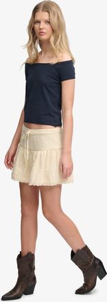 Superdry Mini-jupe avec finitions en broderie anglaise - Jaune brumeux