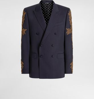 Dolce & Gabbana Double-breasted New Martini Wool Jacket - Mann Anz&uuml;ge Und Blazer Blau 46