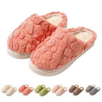 Generic Pantoufles en peluche pour femme et homme - Chaussons moelleux pour lhiver - Pantoufles chaudes en feutre - Chaussons antidérapants - Chaussons doux e