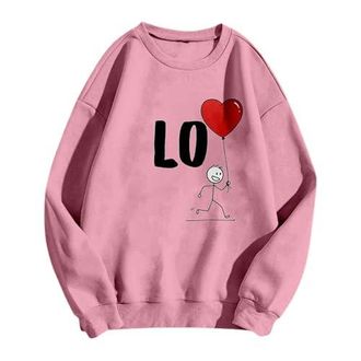 Generic Sweat-shirt &agrave; col rond pour femme - Pull de Saint-Valentin - Sweatshirt pour femmes et hommes - Amusant - Impression damour - Pull pour couples - Manc