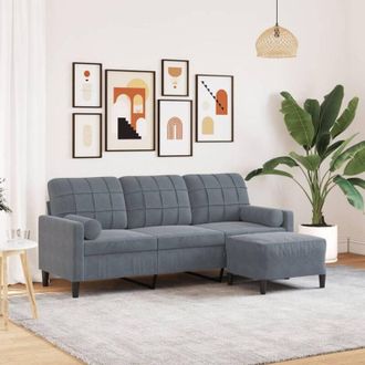vidaXL Vidaxl - Canapé à 3 places avec repose-pieds Gris foncé 180 cm Velours